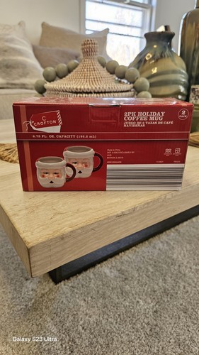 Crofton 2 Pack Christmas Holiday Coffee Mug Winking Santa Mrs Claus ...