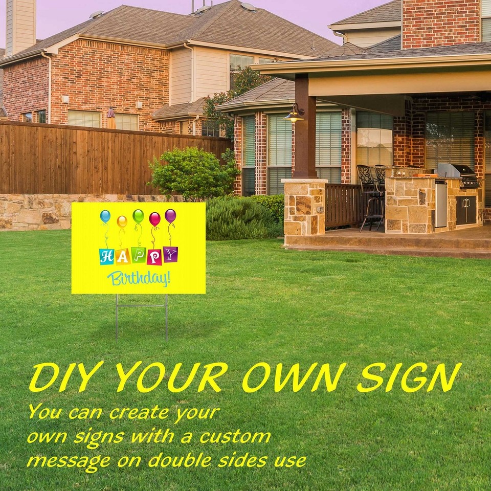 Blank Yard Signs with Stakes, Yellow 4 Pack12"x18" Corrugated Plastic ...