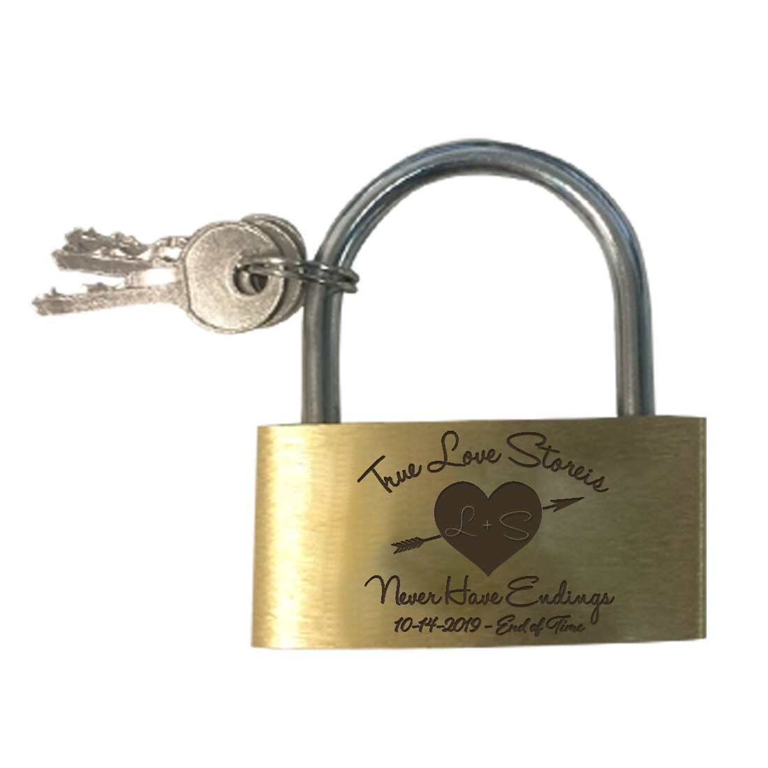 Custom Engraved Couples Brass Keyed Padlock with Your Names, Initials ...