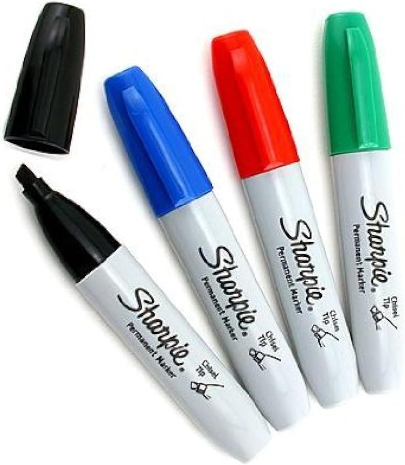 Sharpie Permanent Marker, Chisel Tip, Black, Blue, Red, Green, 1 of ...