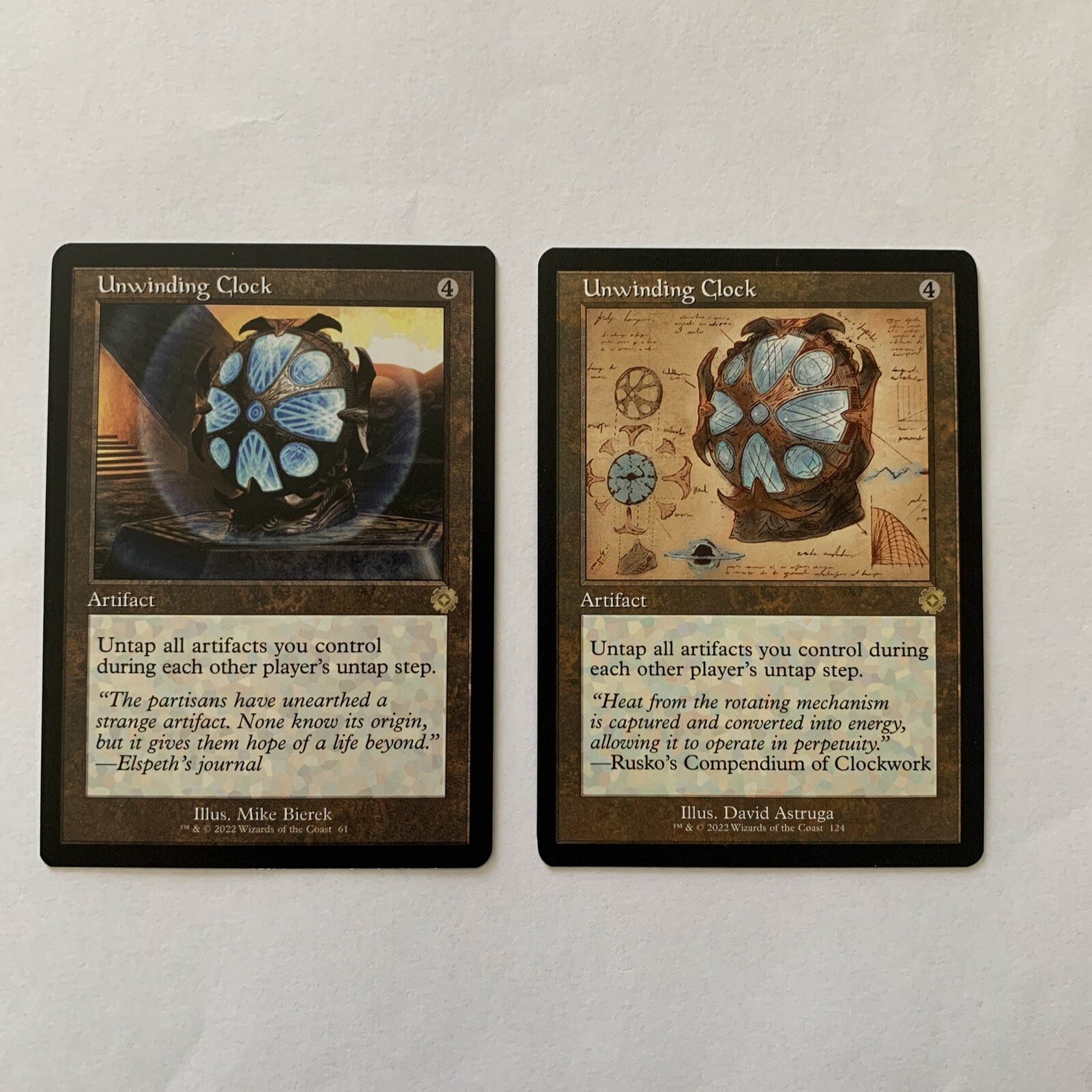 MTG-2X Unwinding Clock-NM-BW Retro Artifacts- 1 Is Schematic- Magic The ...