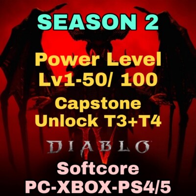 Diablo 4 IV Season 2 Ladder S2⭐Lv1-100 Power Leveling XP Boost⭐SC-PC-PS ...