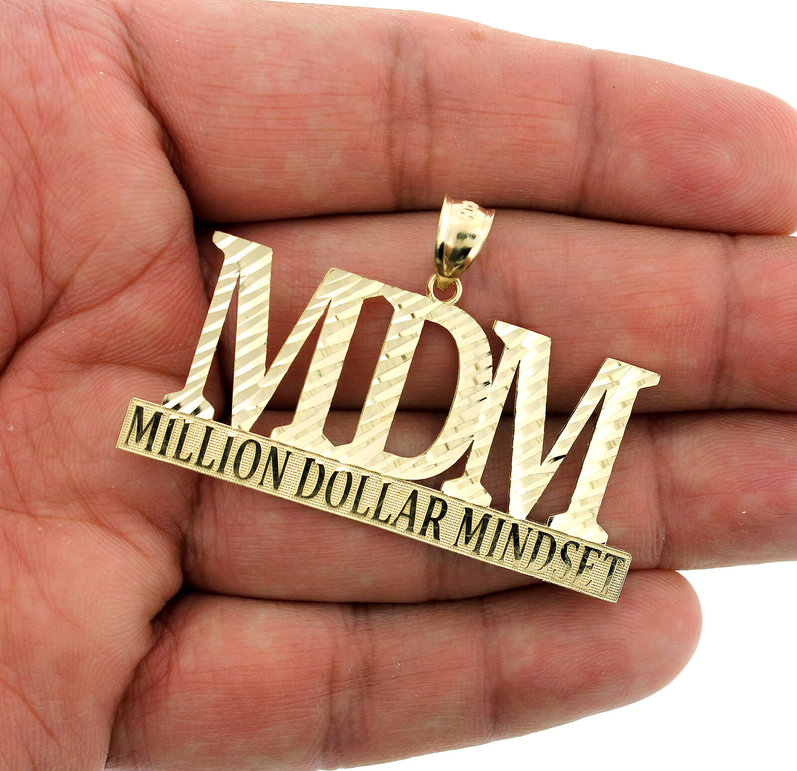 Mens Real 10K Yellow Gold MDM MILLION DOLLAR MINDSET Pendant, Diamond ...