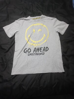 Adult Large Gray Smiley World Branded T-shirt Smiley Movement | eBay