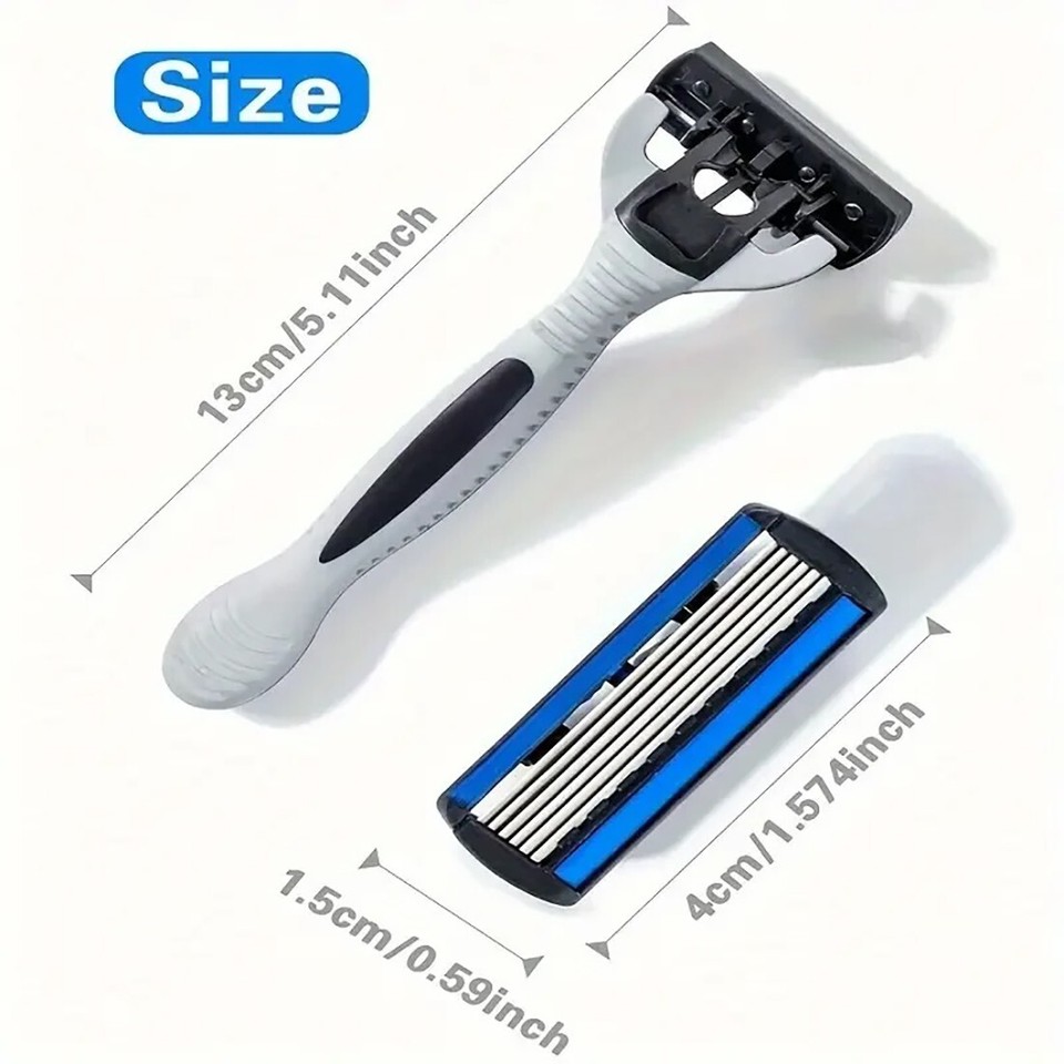 24 Stainless Steel 6 Blade Shaving Disposable Razors with 2 Handles for ...