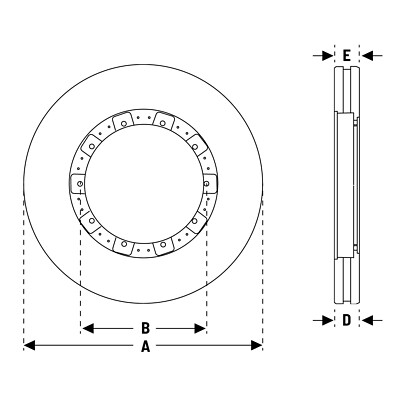 Air Disc Brake Rotor (Splined Type) for Caliper Bendix® ADB22X®, ADB22X ...