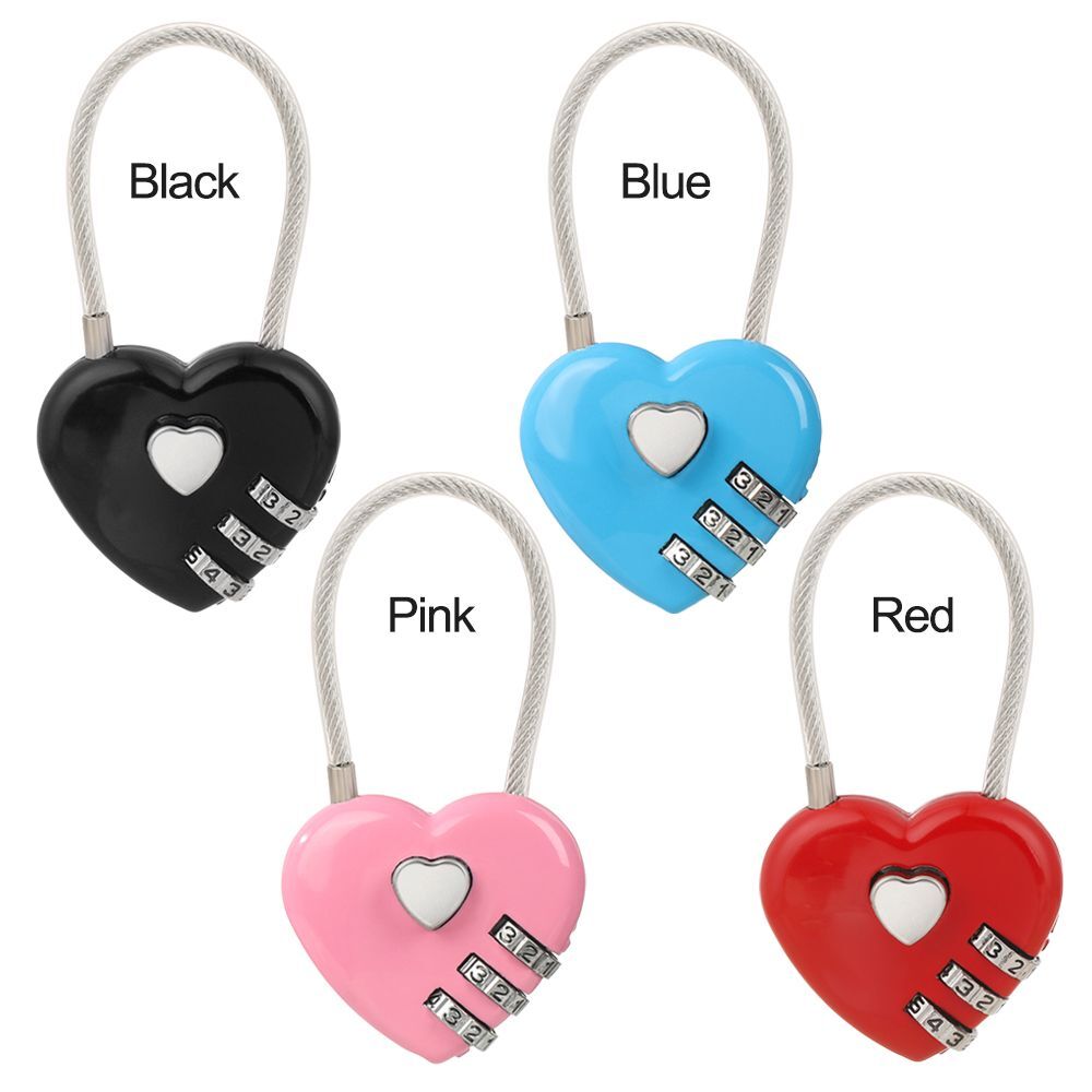Day Luggage Heart Shaped Lock 3 Digit Password Padlock Security Tool ...