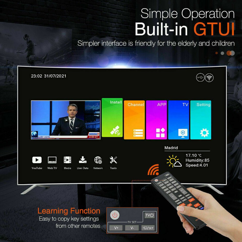 4K UHD FTA DVB-S2/S2X/T2/ATSC-J.83B Satellite TV Receiver Twin Tuner ...