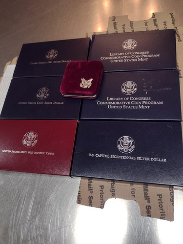 US Mint Proofs Silver 90% Silver Dollar Commemorative Coin Lot of 7 -No ...