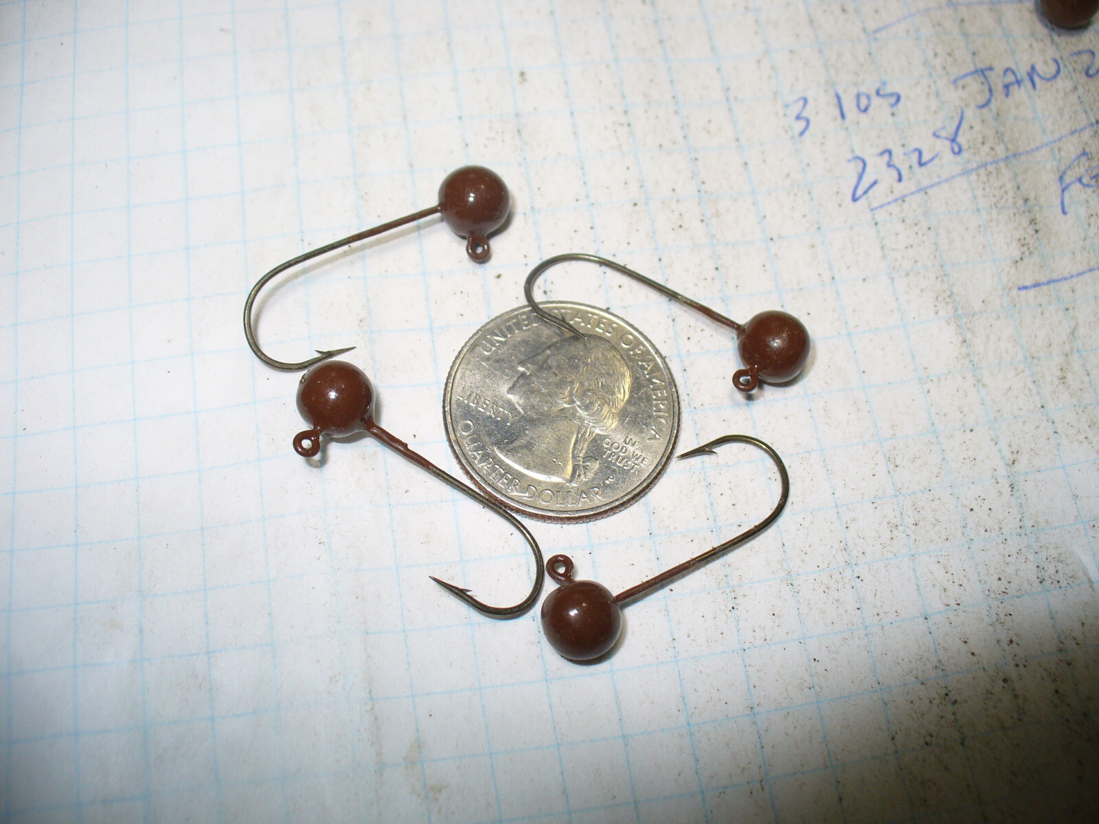 100 NEW 1/8 OZ. LEAD HEAD JIG HEADS CRAPPIE JIGS SIZE 2 HOOK NO BARB ...