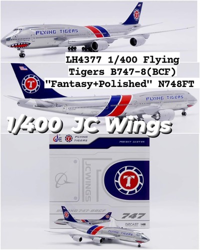 JC Wings LH4377 Flying Tigers Boeing 747-8F N748FT Diecast 1/400 Model ...