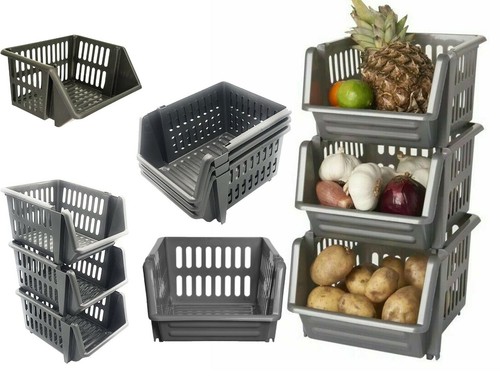 Vegetable Fruit Storage Plastic Stacking Basket Stackable Kitchen Unit ...