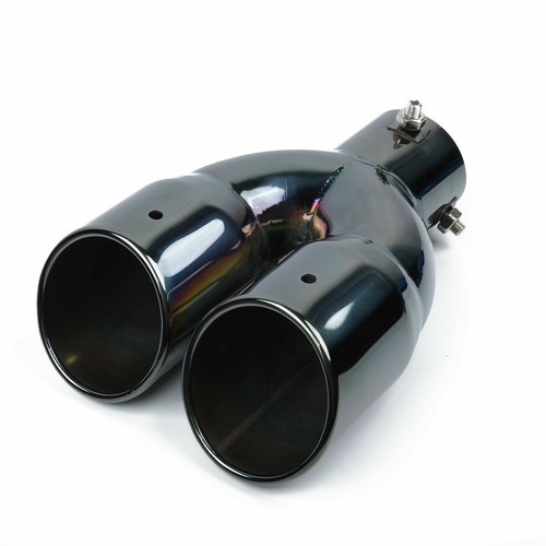 Chrome 63mm 2.5 Inlet Universal Car Muffler Exhaust Double Tip Tail ...