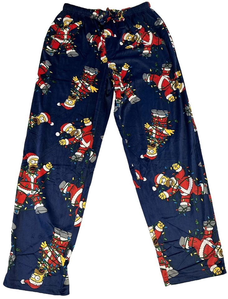 The Simpsons Homer Christmas Lights Blue Pajama Pants Men’s Size Large ...