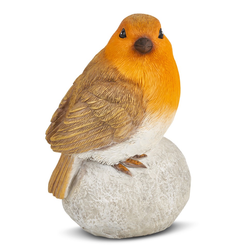2pc Garden Robin Bird Ornament On Stone Sculpture Robin Indoor Outdoor ...