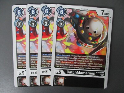 Digimon TCG (2020) - BT8-065 - 4x CatchMamemon - Black - Common | eBay UK