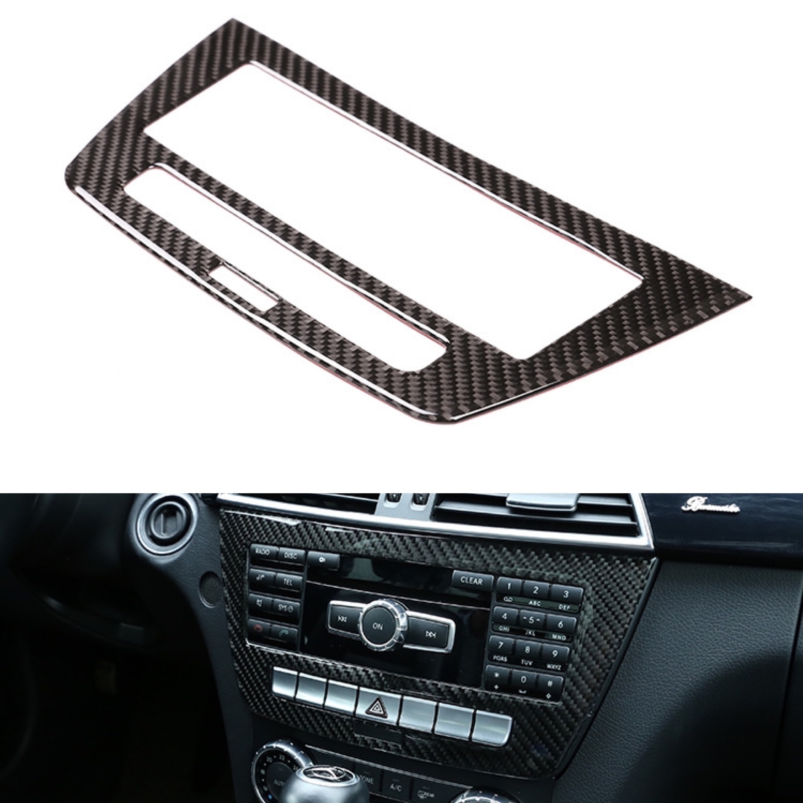 Carbon Fiber Imultimedia Navigation Panel Cover Fit for Mercedes C ...