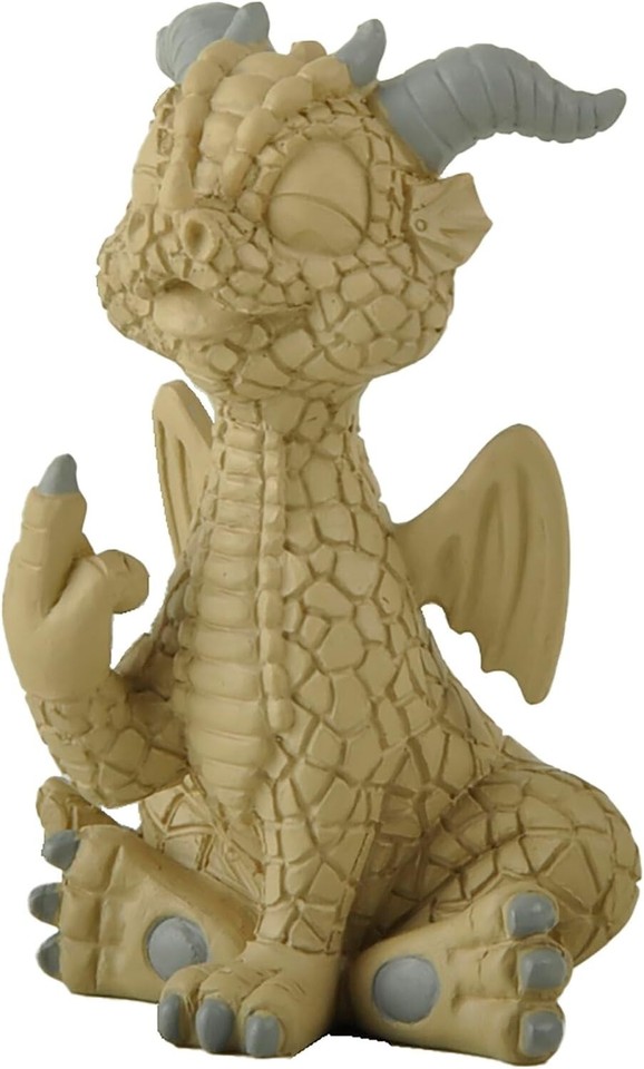 Baby Beige Dragon Raising Middle Finger Funny Figurine - NO RESERVE ...