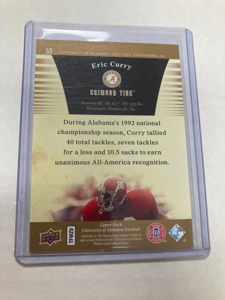 2012 Upper Deck Alabama ERIC CURRY #17/50 gold parallel football card ...