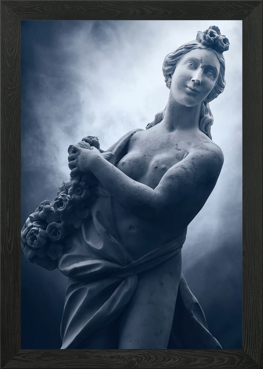 Roman statue carrying flowers Framed Wall Art Poster Canvas Print ...