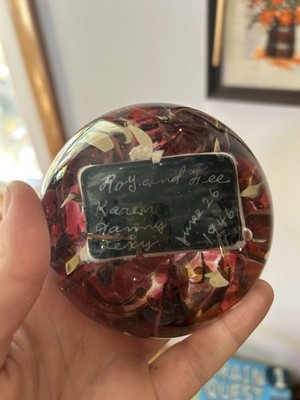 Heavy Large Glass Paperweight Vintage Stamped 1970 Royal | eBay