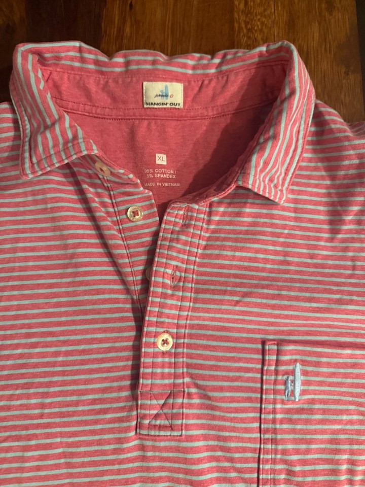 Johnnie-O Men’s Original 4-Button Polo – Ryan – Size XL – Pink with ...