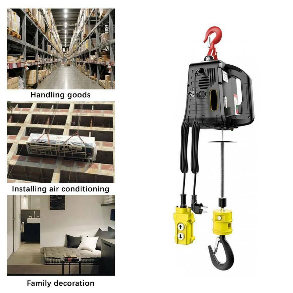 500KG/1100LBS Electric Wireless Hoist Winch Hoist Crane Lift 110V ...