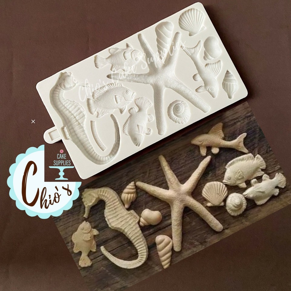 Seahorse, fish, starfish, shells Big Silicone Mold Under the Sea Themed ...