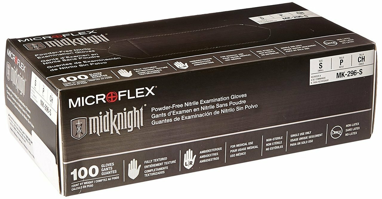 Ansell MK-296-S MidKnight Black Disposable Nitrile Gloves Latex- 1 000 ...