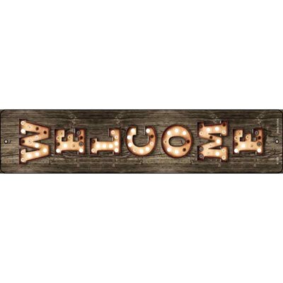 Welcome Vertical Bulb Lettering 24"x5" metal street sign Home Door ...