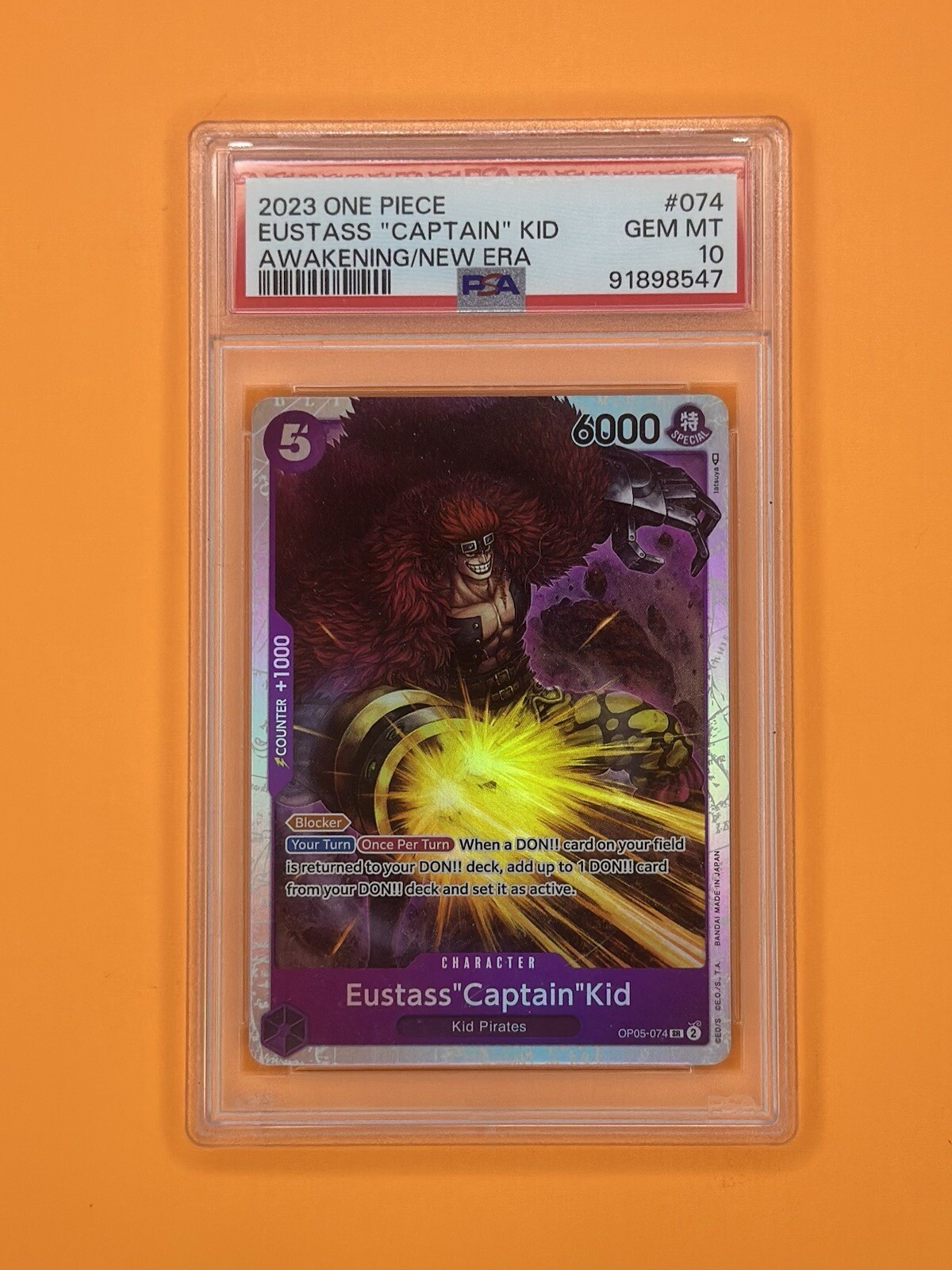 2023 ONE PIECE EUSTASS "CAPTAIN" KID AWAKENING/NEW ERA #074 GEM MT 10 ...
