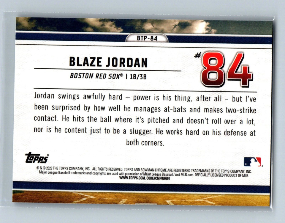 Blaze Jordan 2023 Bowman Chrome Top 100 #BTP-84 Boston Red Sox | eBay