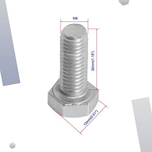 M8 x 30mm Hex Head Bolts Screws Grade 6.8 Stainless Steel Fasteners ...