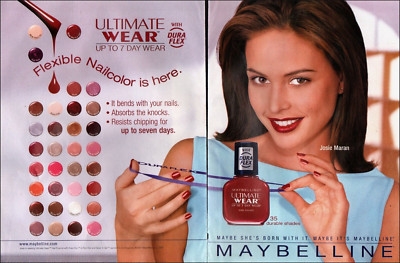 2001 Print ad MAYBELLINE Nail Enamel Cosmetic model Josie Maran 2-pgs ...