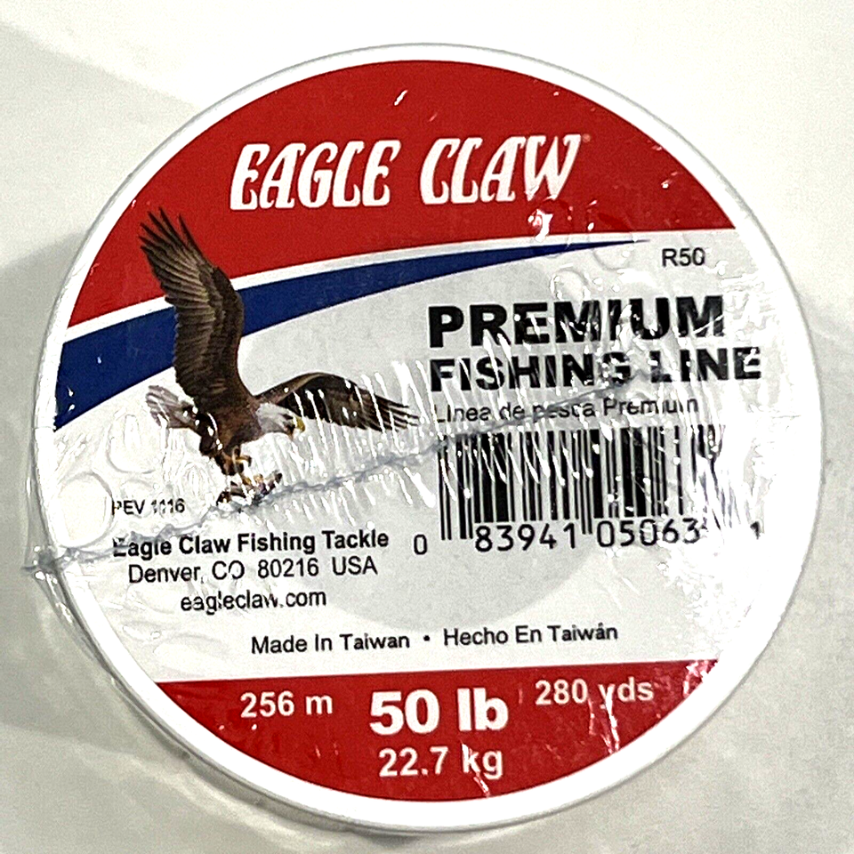 Premium Eagle Claw Fishing Line 50 Pound Test 280 yds, Clear Mono | eBay