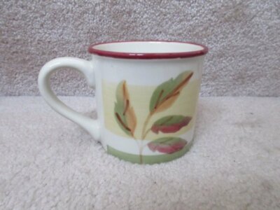 Hartstone Pottery 12 Oz Coffee Mug Cup w Fall Leaves Heavy Stoneware ...