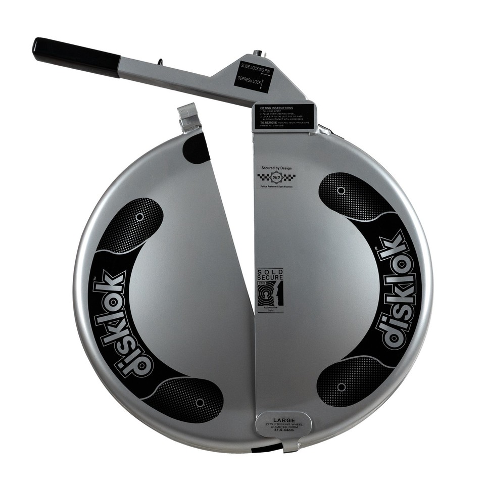 DISKLOK Original Ex Demo LARGE 41.5-44cm Silver Steering Wheel Lock (C ...