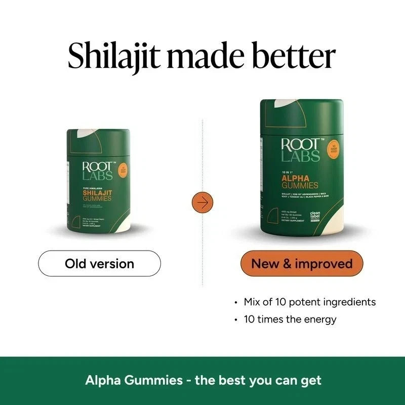 Root Labs 10-1 Alpha Gummies | 4000 mg Pure Shilajit with KSM-66 | 60 ...