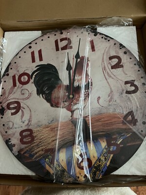 Wooden Wall Clock Rooster Chicken Clock Retro Vintage Large Clock Home ...