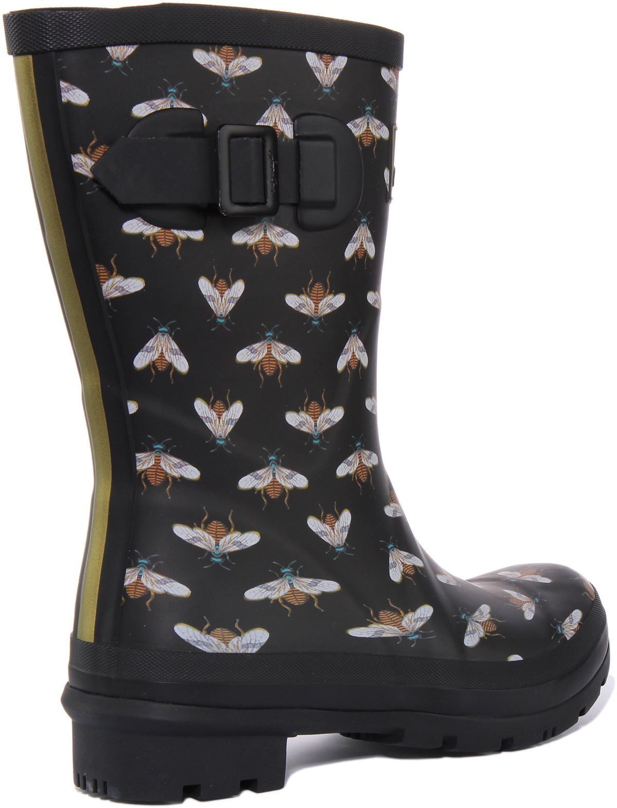Joules Womens Molly Mid Height Printed Wellies - Black Bee Size 5UK ...
