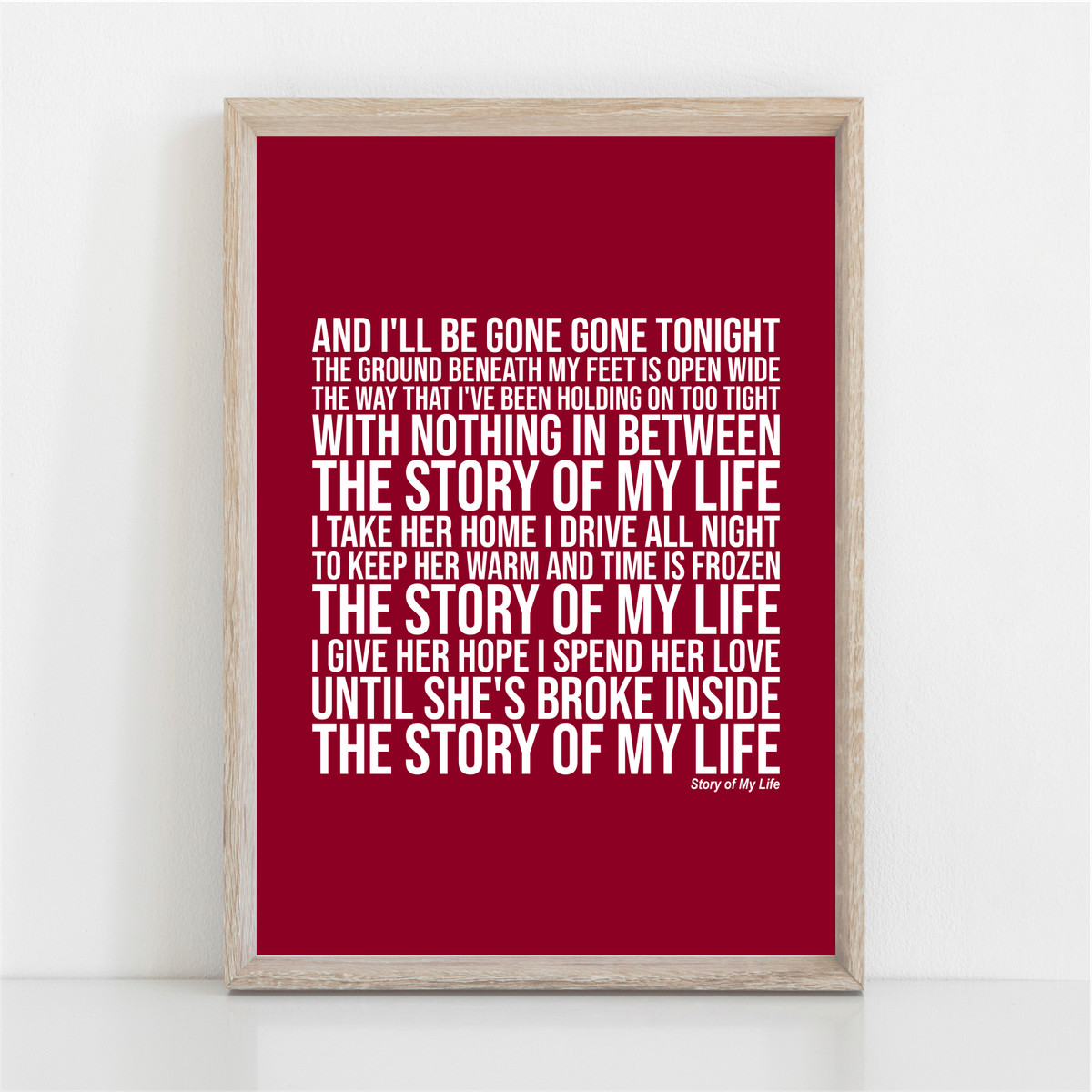 One Direction Lyric Art Story Of My Life