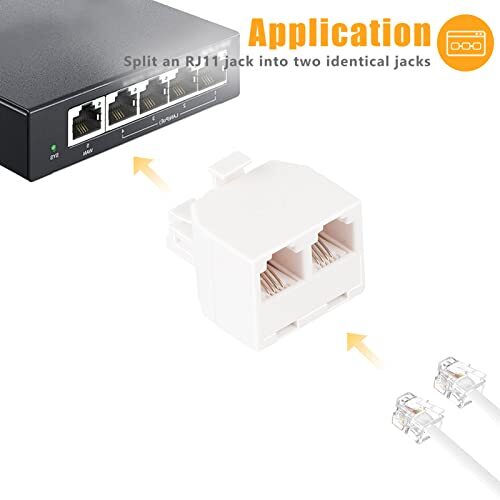 RJ11 Plug 1 to 2 Dual Phone Line Splitter Wall Jack Split into Two ...