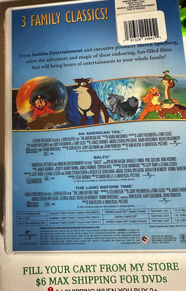 Animated Family Favorites 3-Movie Coll. DVD American Tail Balto Land ...