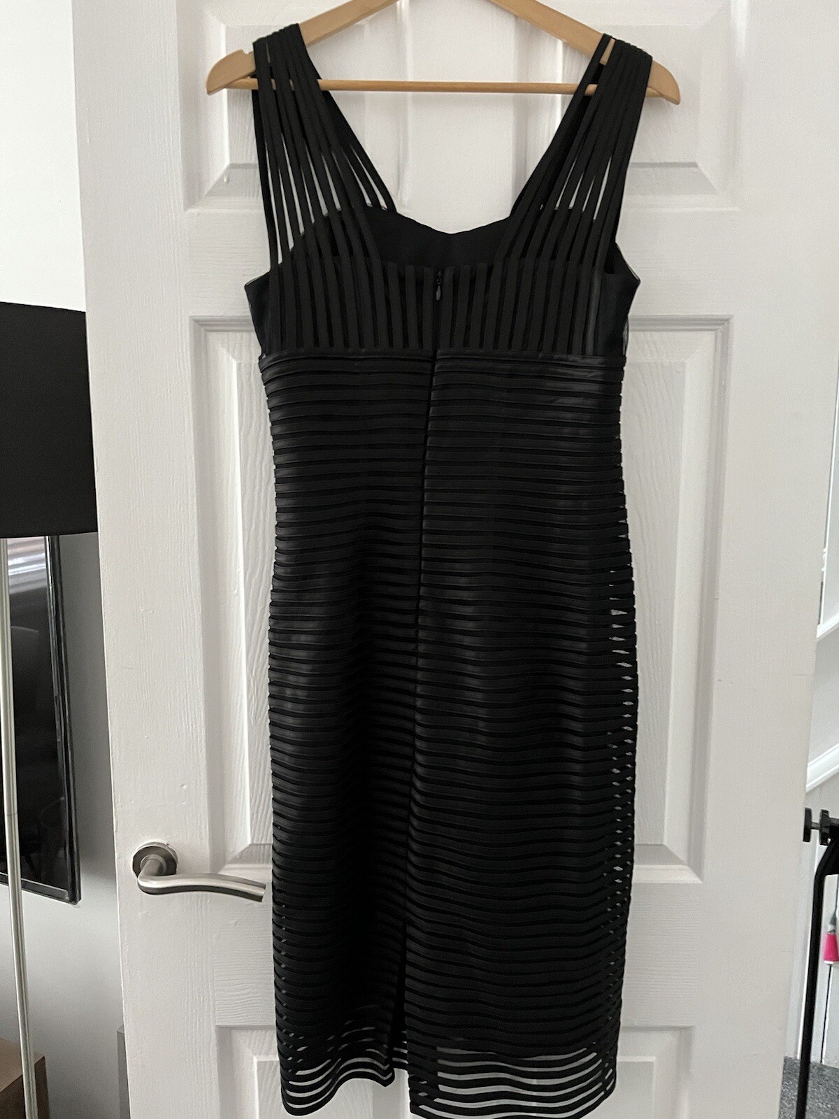 PHASE EIGHT LADIES BLACK CRISS CROSS BODYCON MIDI DRESS SIZE 12 | eBay