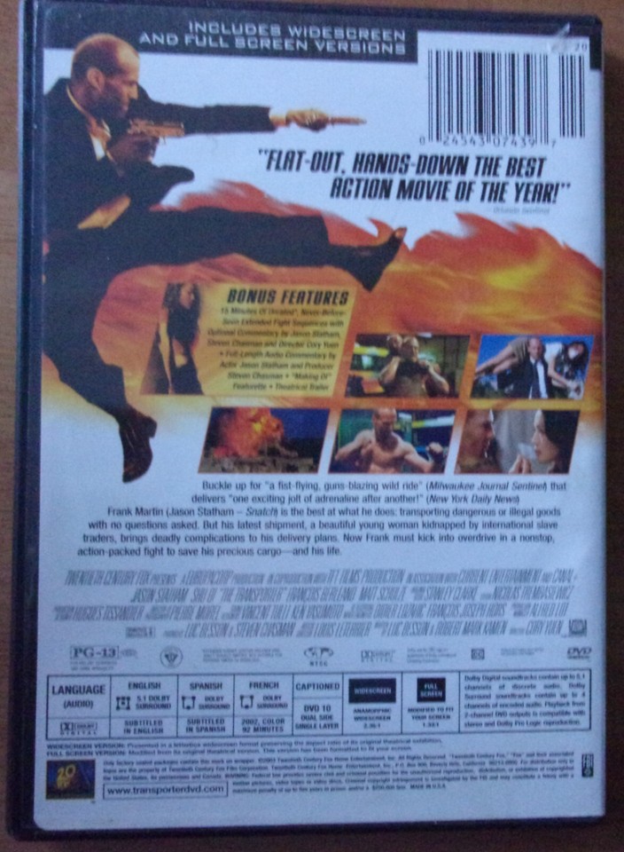 The Transporter Special Edition Wide & Full-Screen DVD | eBay