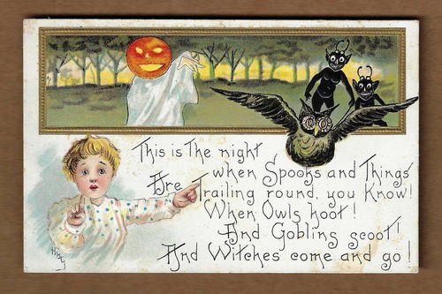 L&E Halloween Embossed Postcard 1910 Spooks & Things HB Griggs Series ...