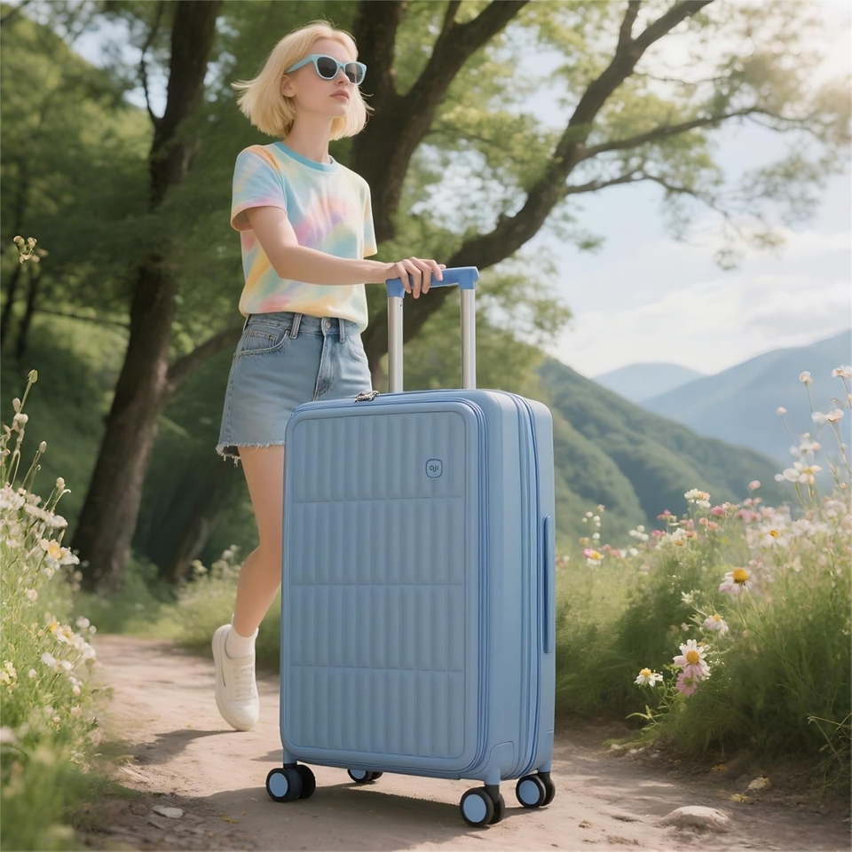 26 Inch Checked Luggage PC Expandable Side Opening TSA Silent Wheels ...