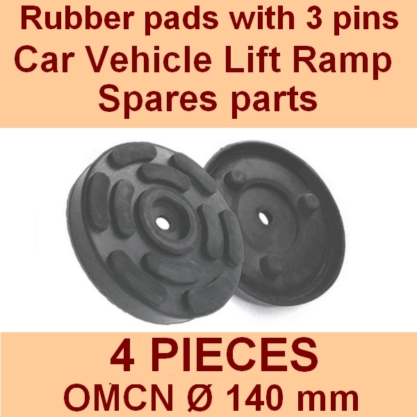 SET OF 4 PADS for OMCN 2 Post Car Lift Ramp Rubber Pads +3 pins - 140mm ...