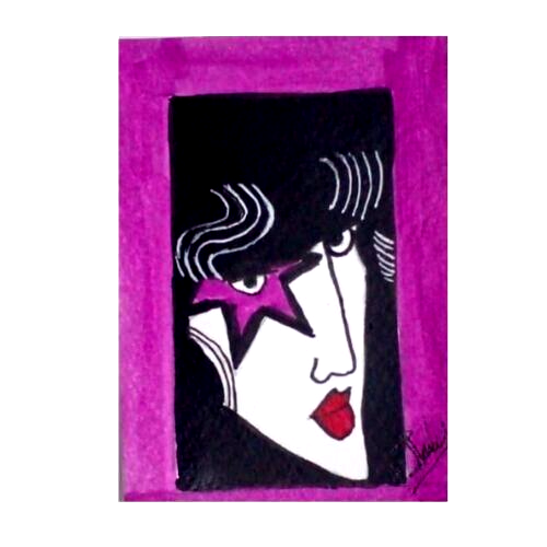 ACEO Original KISS BAND Painting Art card 06 pcs lot Hand signed ROCK ...