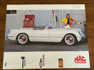 1993 MAC Tools Calendar Poster 1953 Corvette Sexy Girl Chevrolet Chevy ...